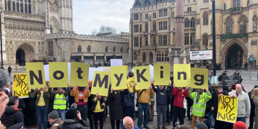 ‘Not my king’: Britons gather outside Westminster ahead of King Charles ...