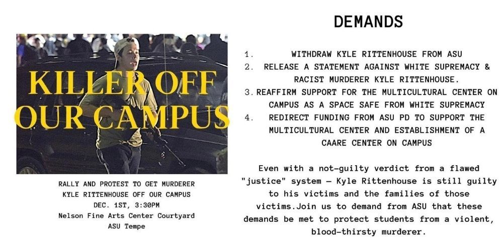 Woke students want Kyle Rittenhouse kicked out of ASU, call him a ...