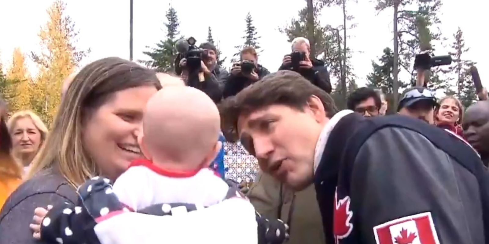 WATCH: Trudeau brags to crying baby about his eyebrows | The Post ...