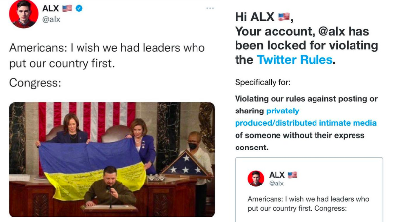 BREAKING: ALX locked out of Twitter after criticizing Ukrainian flag in ...