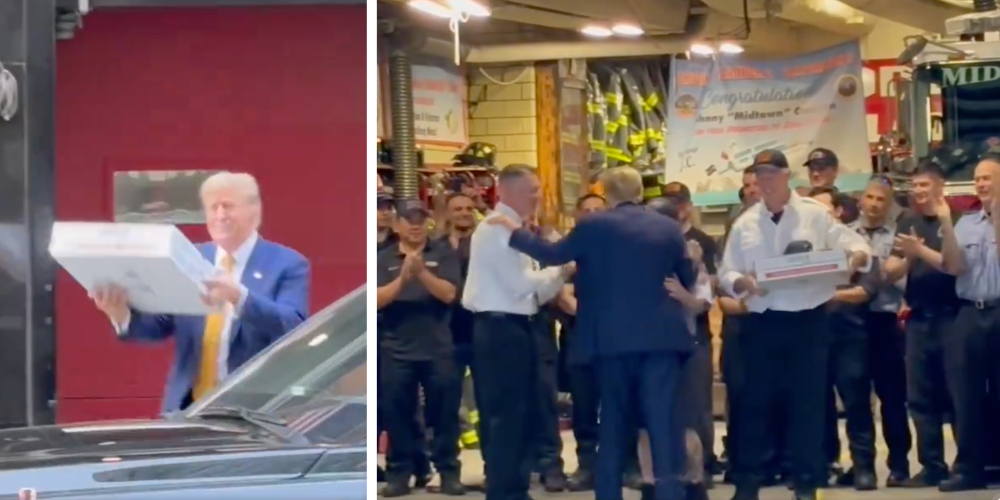 BREAKING: Trump delivers pizza to NYC firehouse after full day in court ...