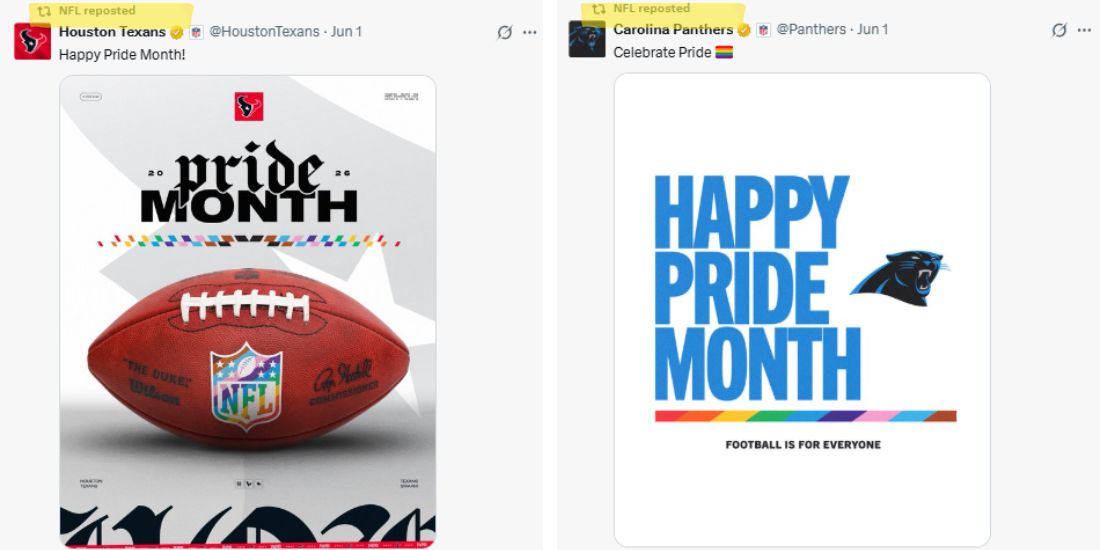 NFL teams double down on Pride Month with virtue-signaling posts on ...